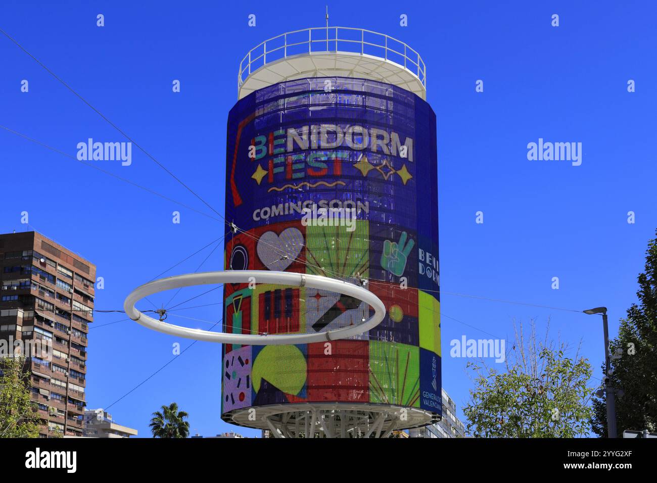 The Tecnohito tower, Plaça Triangular, Old town Benidorm, Costa Blanca ...