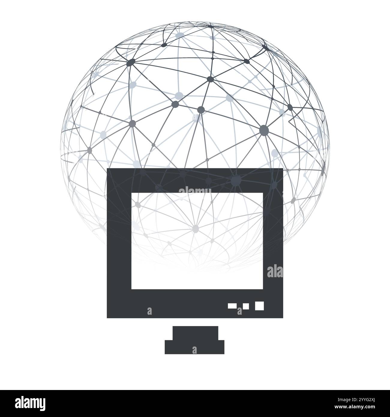 Abstract Cloud Computing and Global Network Connections Concept Design with Wireframe Globe ...