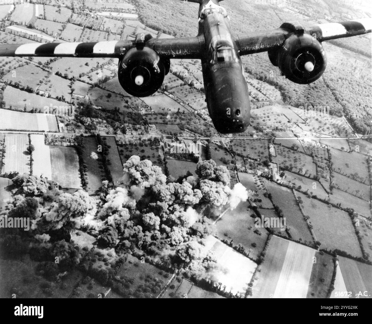 Aerial view of an American A-20 G Havoc Douglas twin-engine light ...