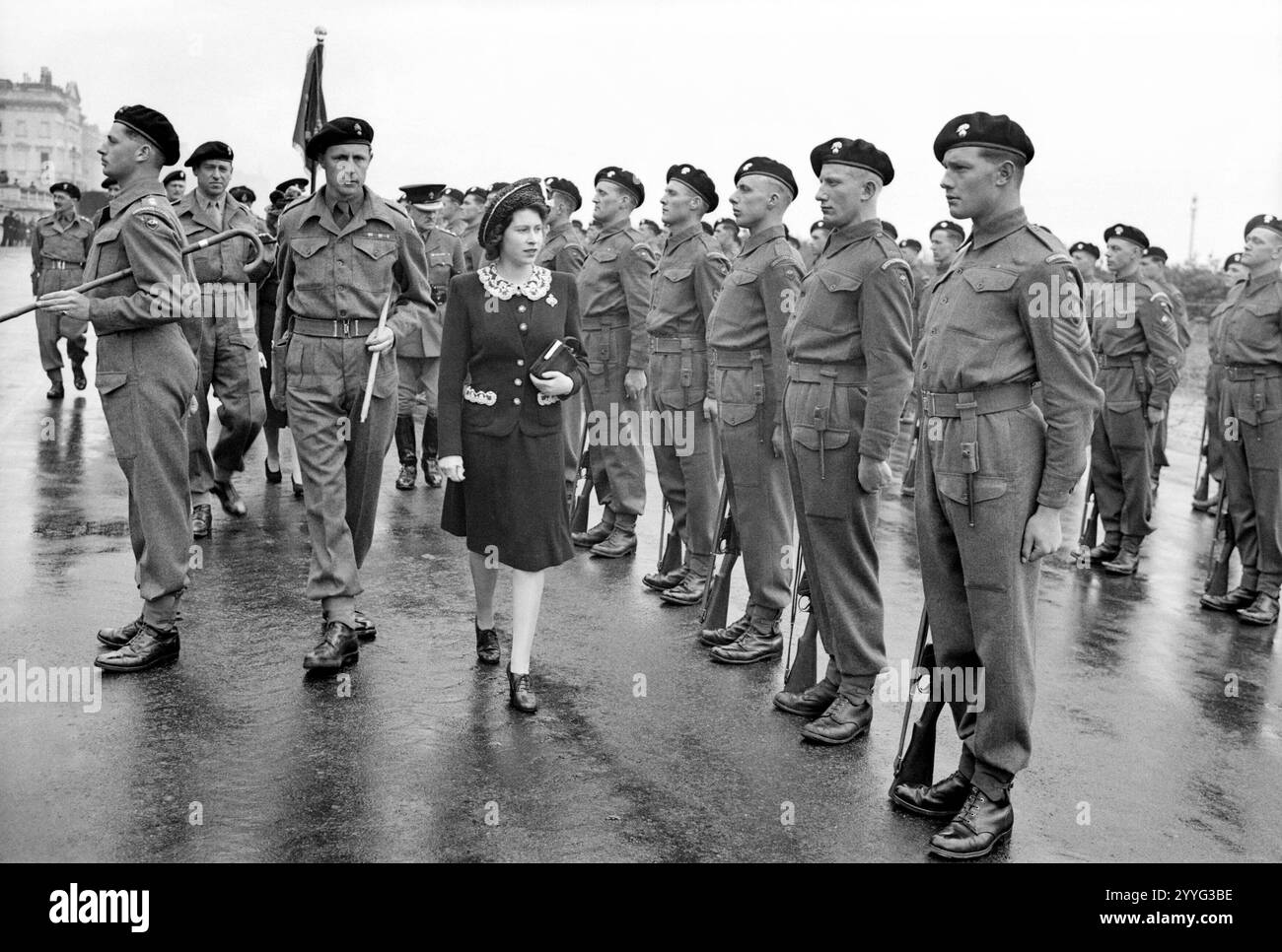 Princess Elizabeth (Later Queen Elizabeth II) inspecting an honour ...