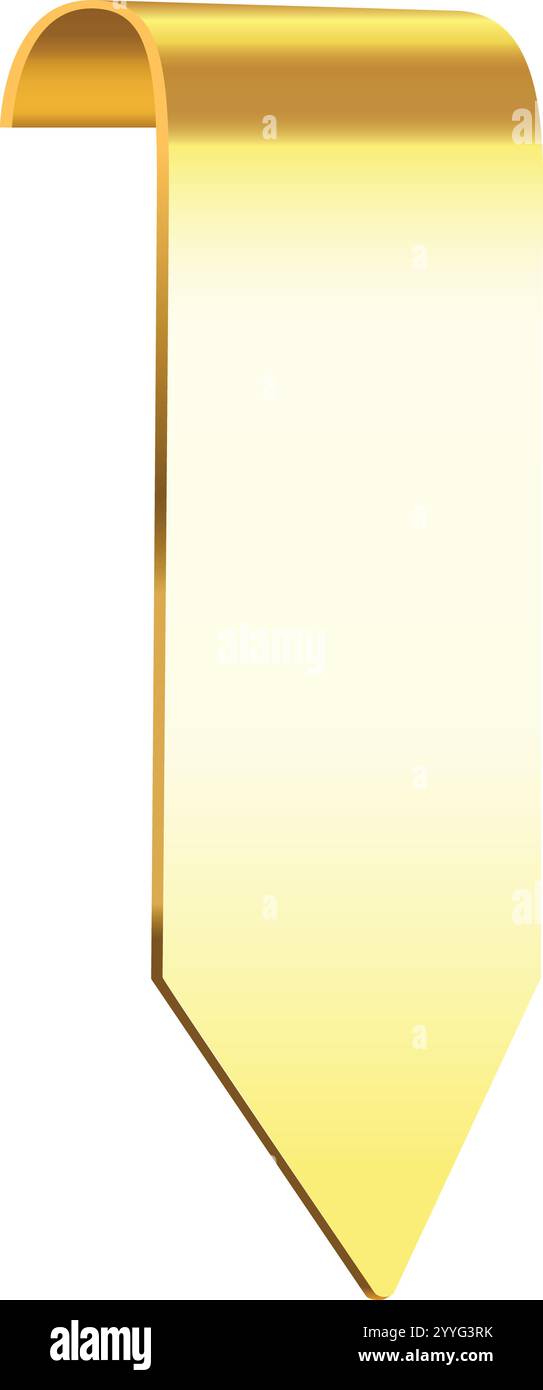 Shiny gold metal bookmark featuring a gracefully curved top edge and a ...