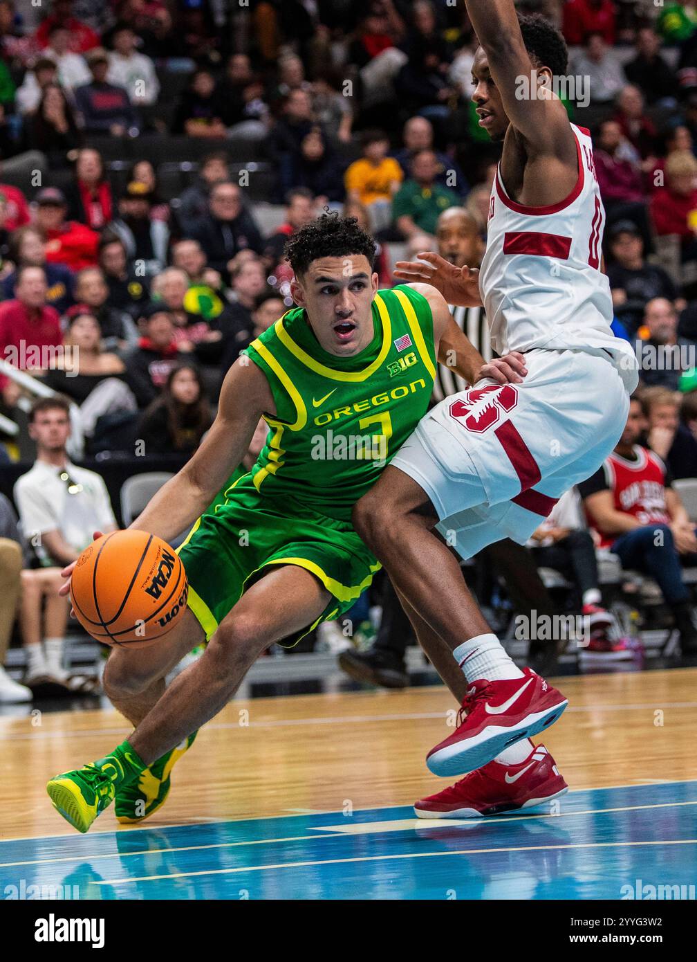 December 21 2024 San Jose, CA U.S.A. Oregon guard Jackson Shelstad (3 ...