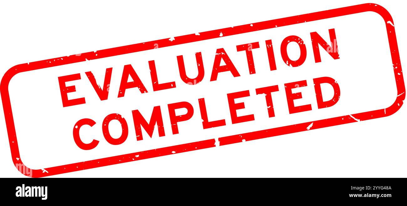 Grunge red evaluation completed word rubber square seal stamp on white background Stock Vector ...