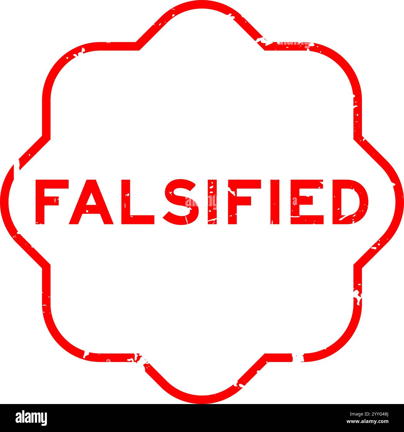 Grunge red falsified word rubber seal stamp on white background Stock ...