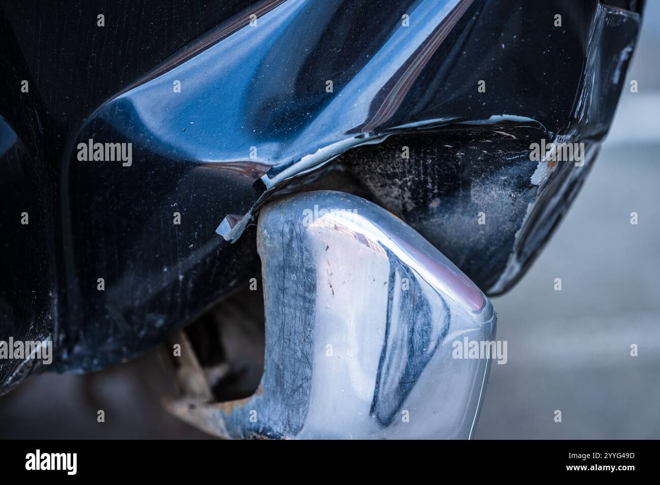 Rear bumper of a crashed pickup car Stock Photo - Alamy