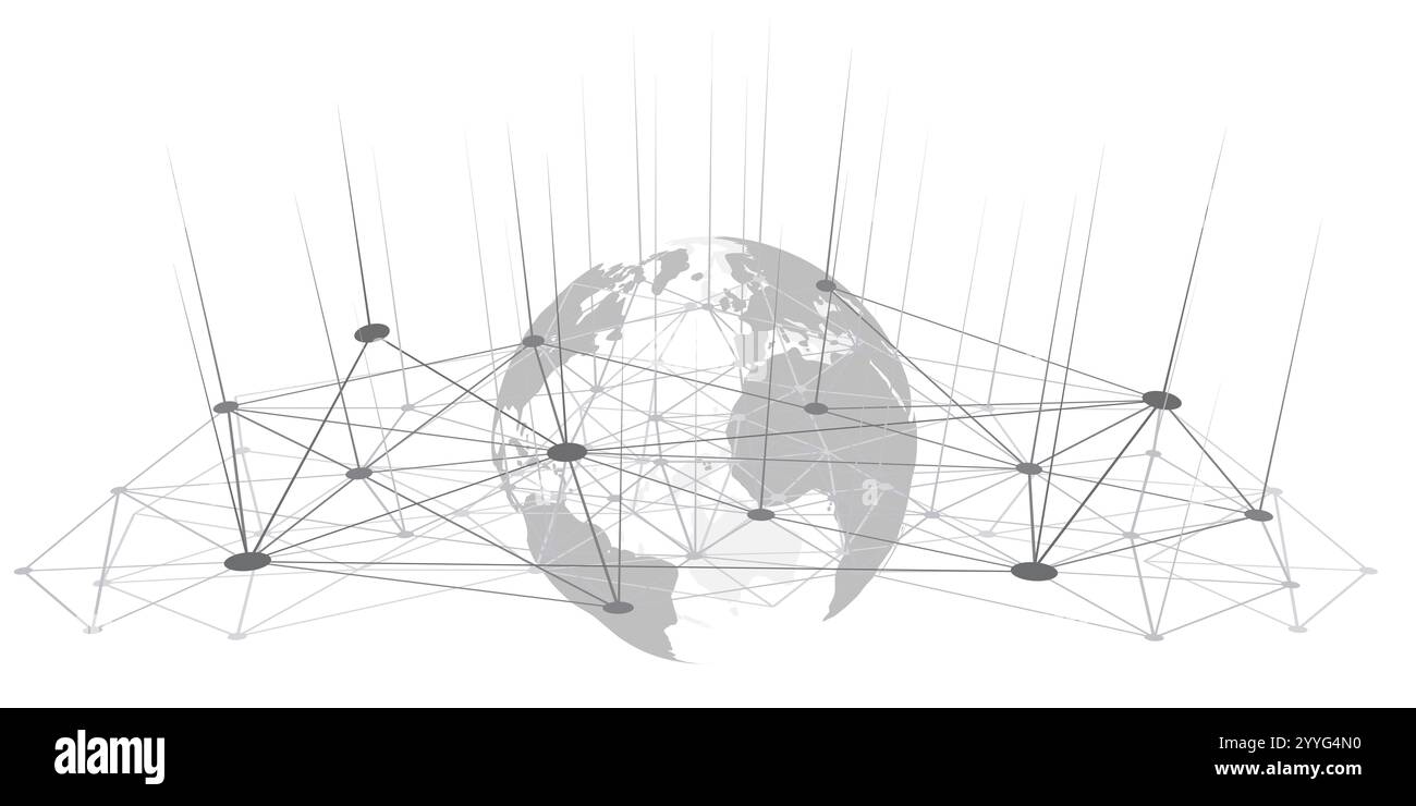 Black And White Modern Minimal Style Polygonal Network Structure Digital Telecommunications