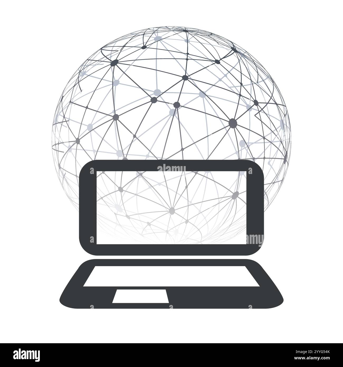Abstract Cloud Computing and Global Network Connections Concept Design with Globe, Laptop ...