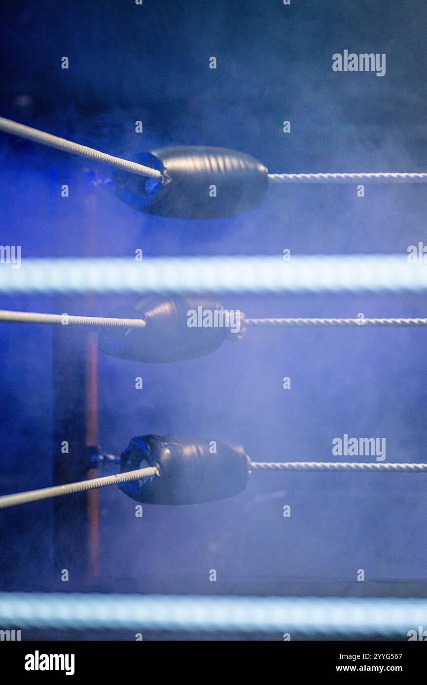 Corner of a wrestling ring in fog before a fight Stock Photo - Alamy