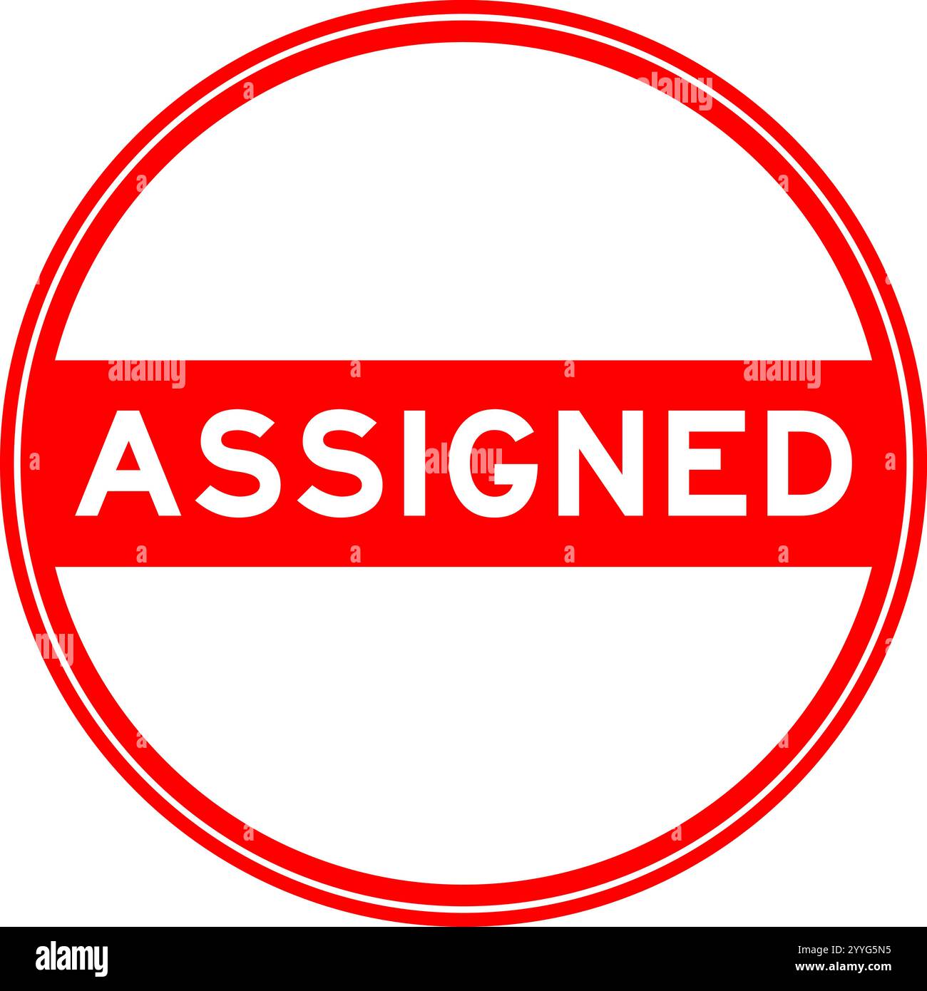 Red color round seal sticker in word assigned on white background Stock ...