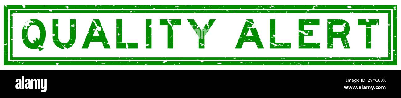 Grunge green quality alert word square rubber seal stamp on white ...