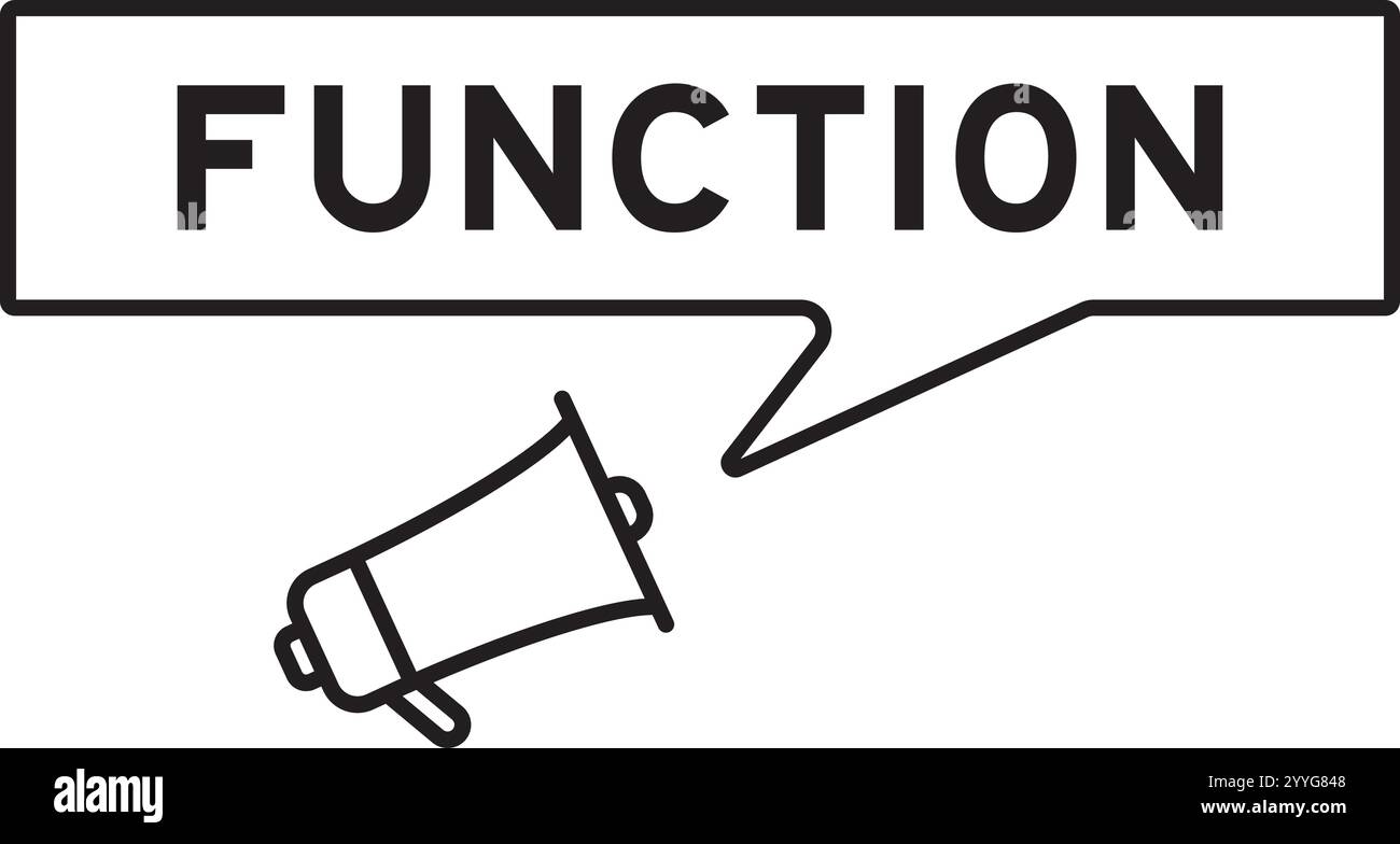 Megaphone icon with speech bubble in word function on white background ...