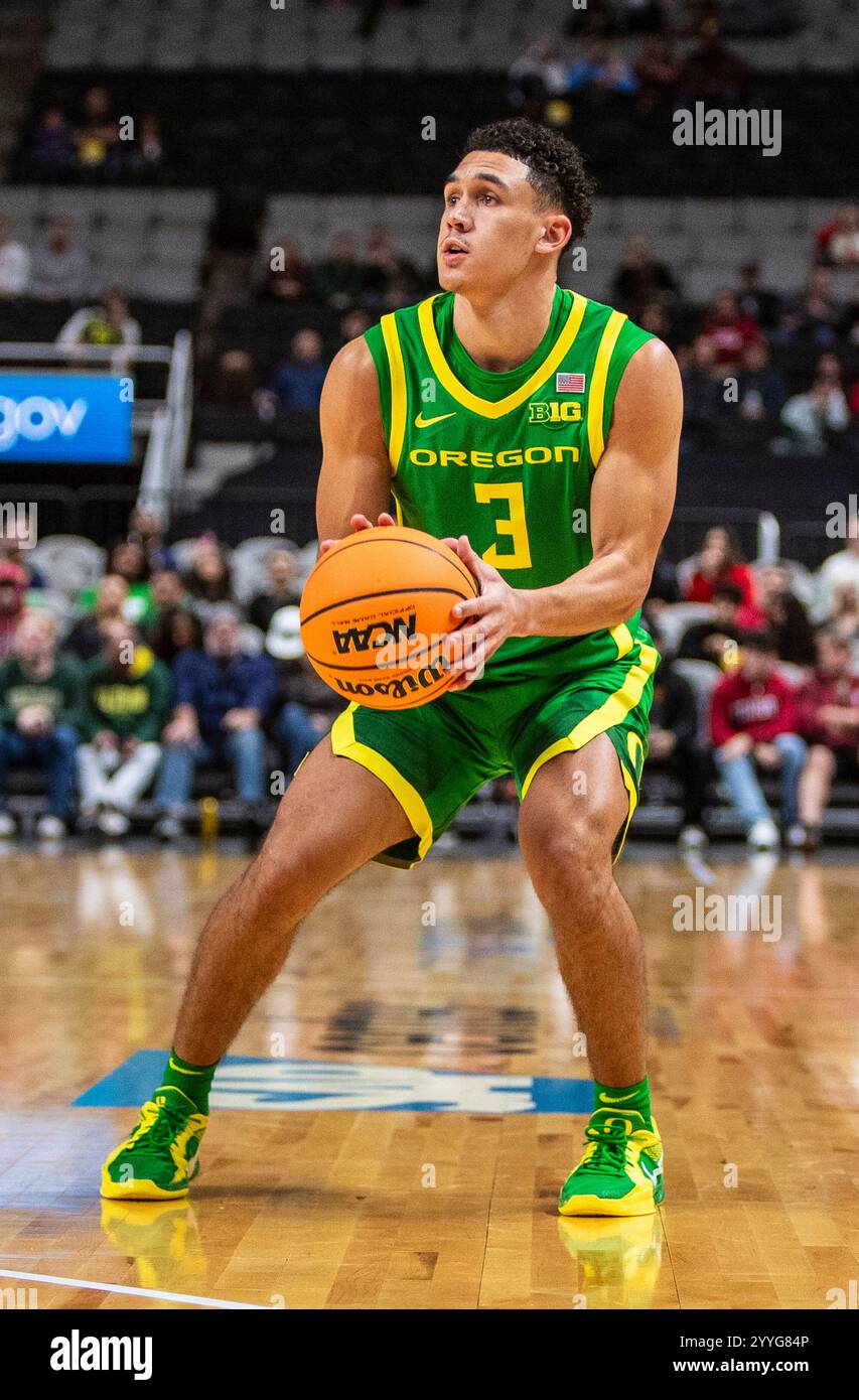 December 21 2024 San Jose, CA U.S.A. Oregon guard Jackson Shelstad (3 ...