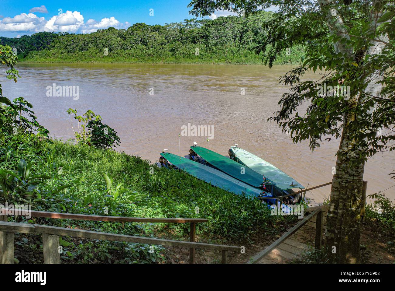 Tambopata, Peru - 25 Nov, 2024: Boats on the Tambopata River in the ...