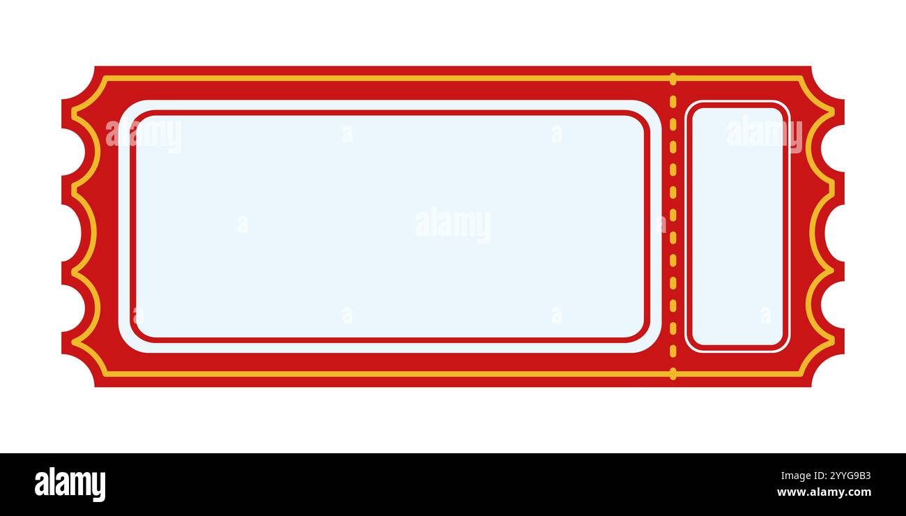 Rectangular Blank Vintage Ticket. Red and yellow retro ticket template ...