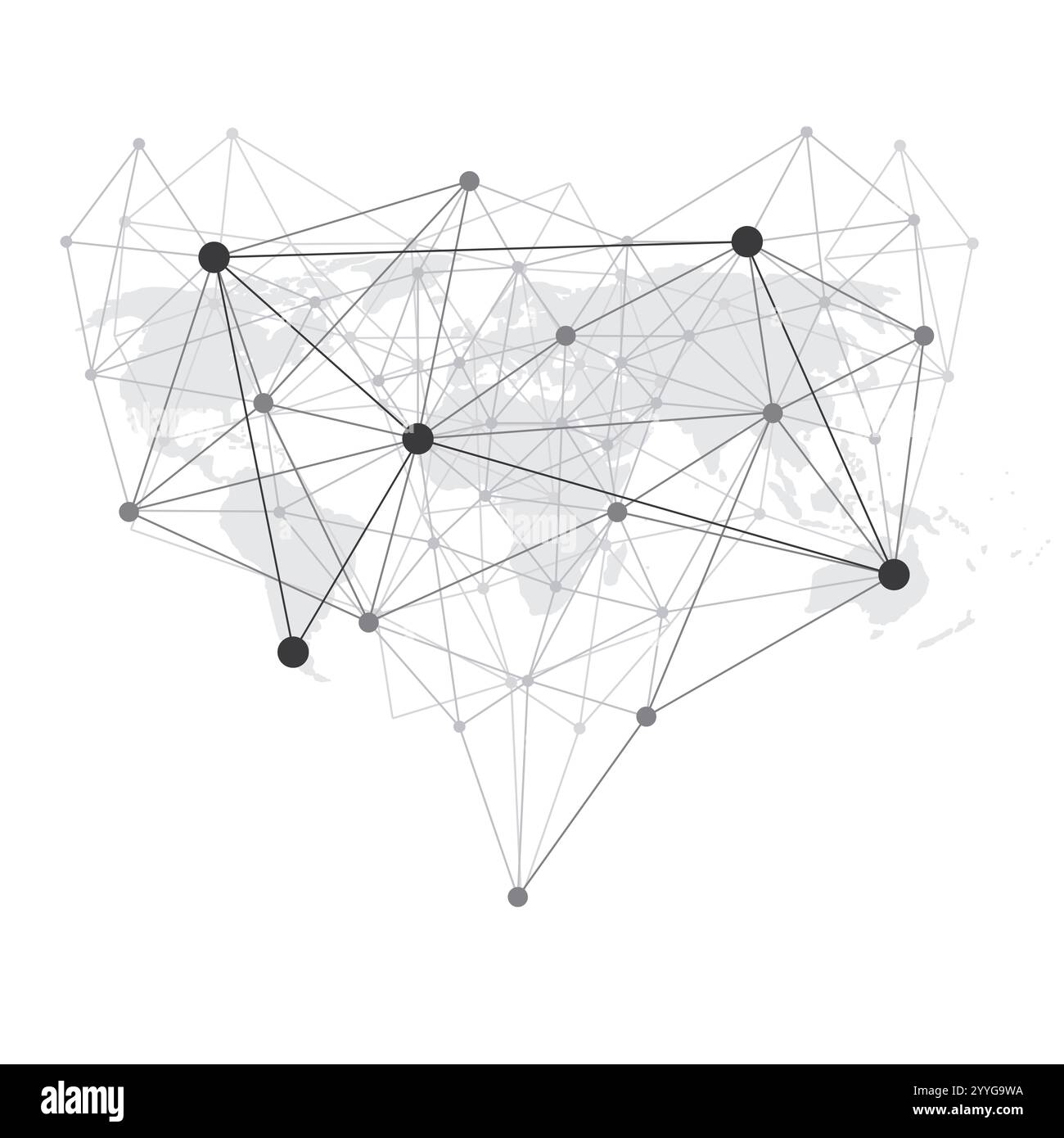 Black and White Modern Style Polygonal Networks Structure, Digital Telecommunication, Science ...