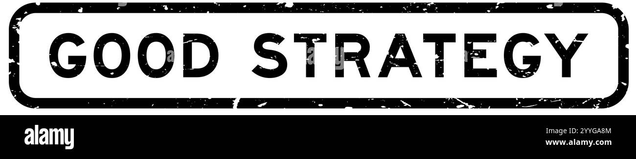 Grunge black good strategy word rubber square seal stamp on white ...