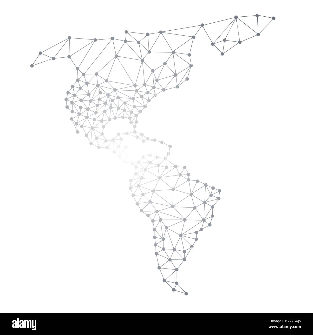 Black and White Polygonal Map of South and North America - Continent ...