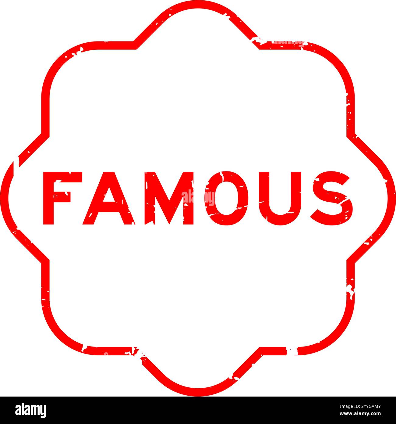 Grunge red famous word rubber seal stamp on white background Stock ...