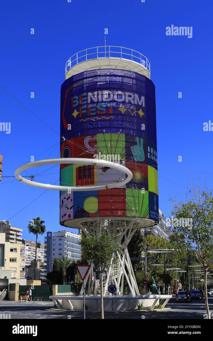 The Tecnohito tower, Plaça Triangular, Old town Benidorm, Costa Blanca ...