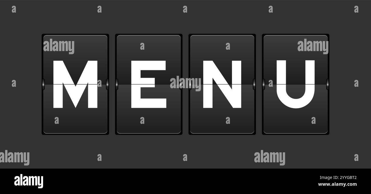 Black color analog flip board with word menu on gray background Stock ...