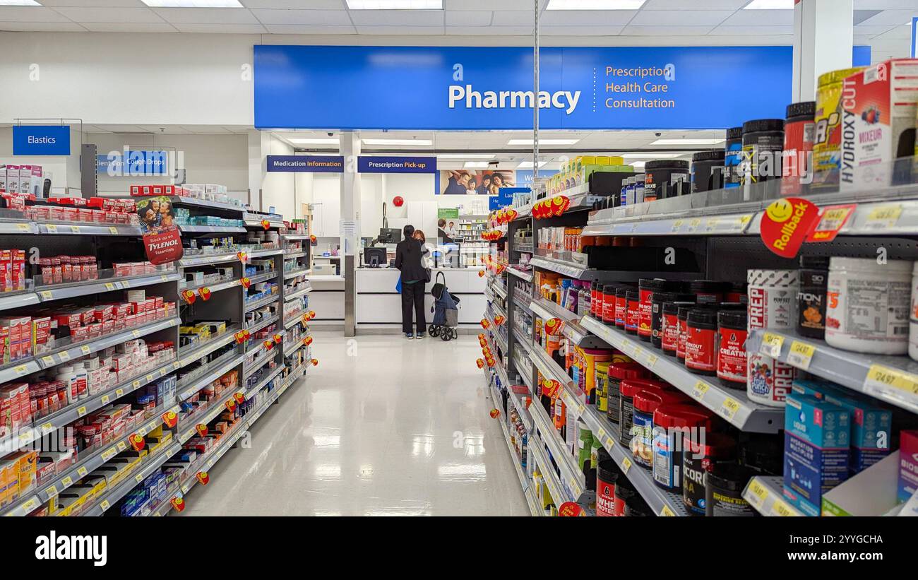 Pharmacy Counter at Walmart: Customer Receiving Prescription from ...
