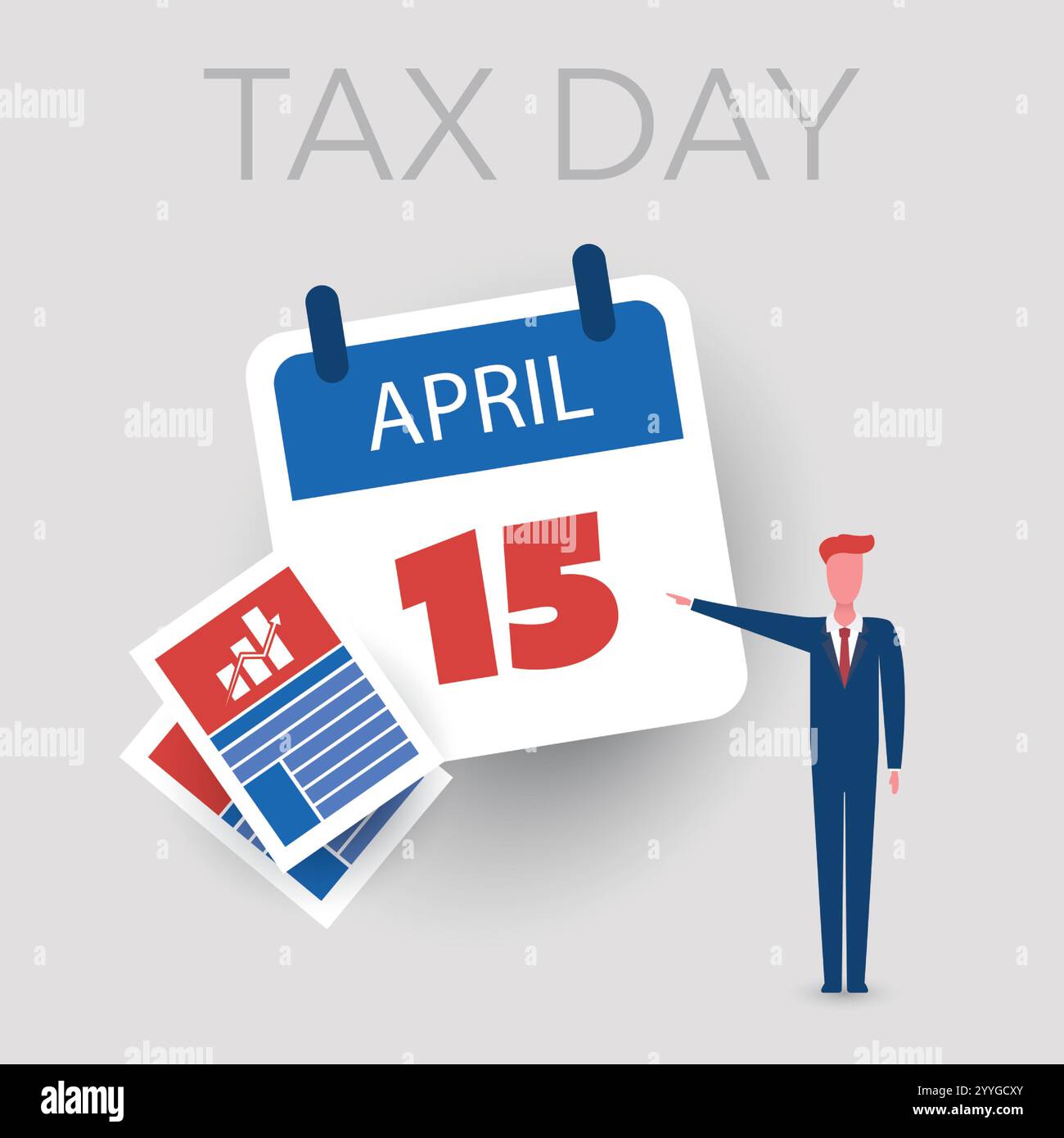 Tax Day Reminder Concept Design - Attention, Businessman Pointing to a ...