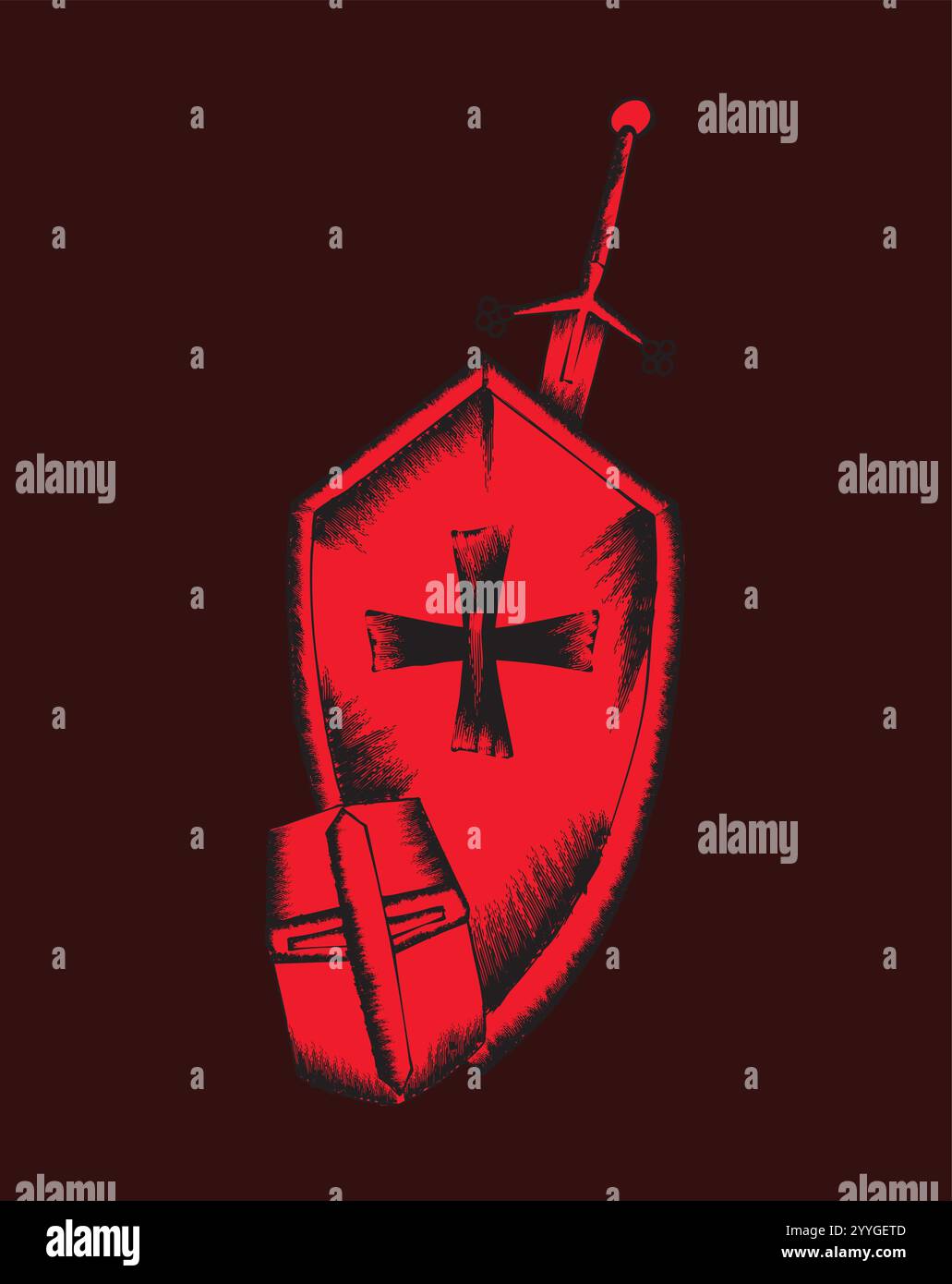 Steel crusader knight shield and cross Stock Vector Images - Alamy