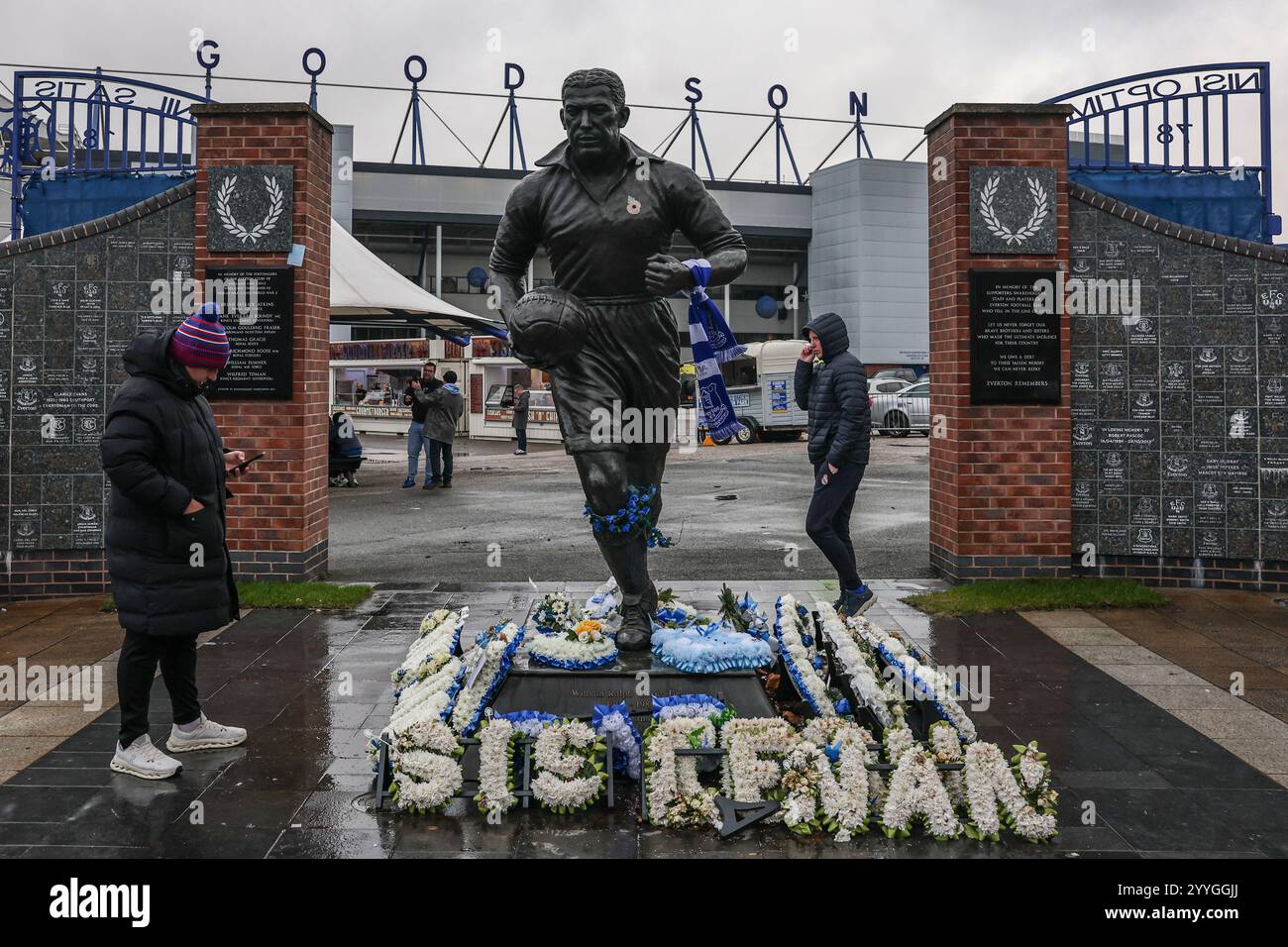 William Dean statue outside of the stadium during the Premier League ...