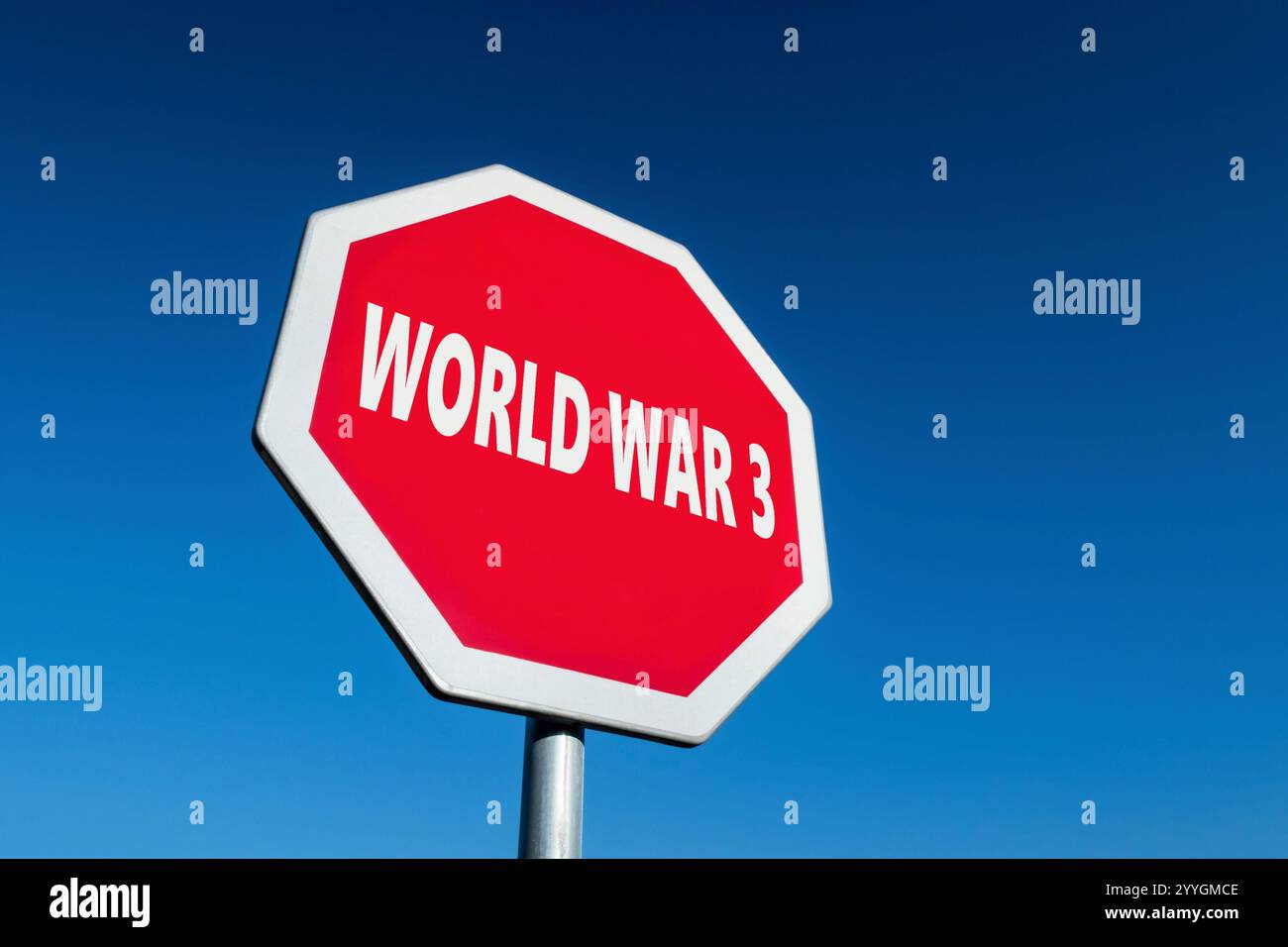 Stop sign to prevent World War 3, probably started in Ukraine Stock ...