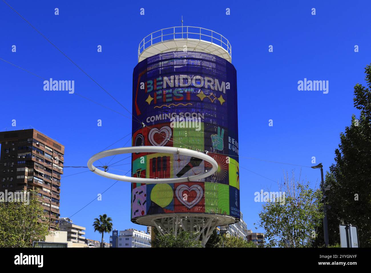 The Tecnohito tower, Plaça Triangular, Old town Benidorm, Costa Blanca ...