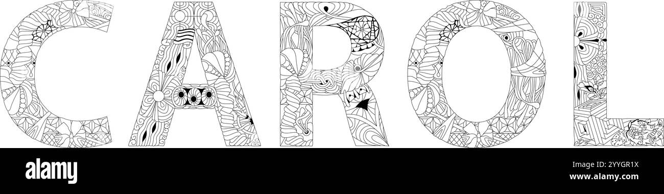 Hand-painted art design for coloring. Hand drawn illustration word ...