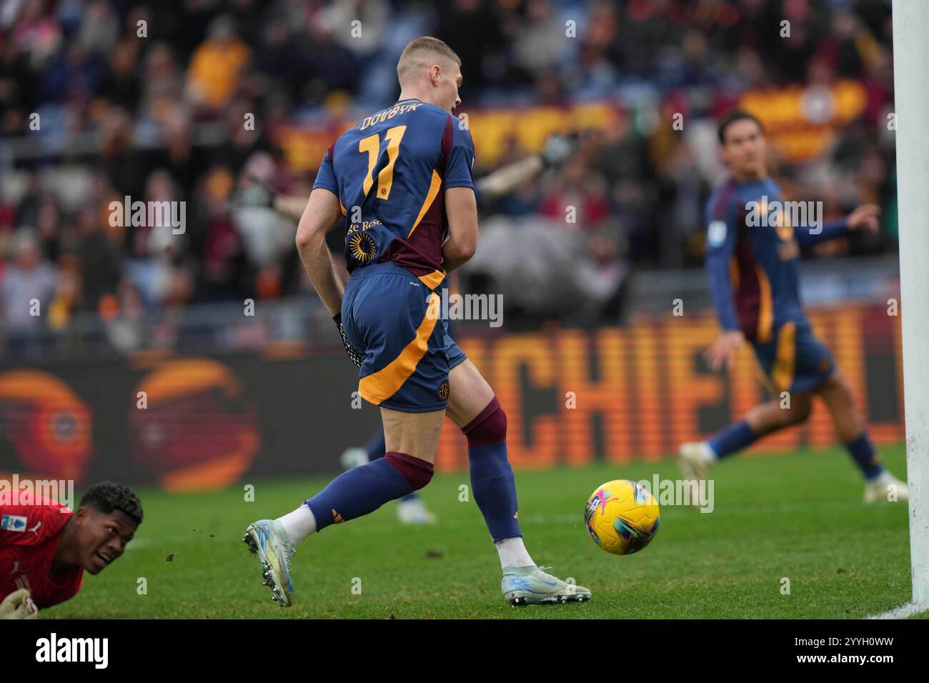 Roma's Artem Dovbyk scores his side's fifth goal during the Italian ...