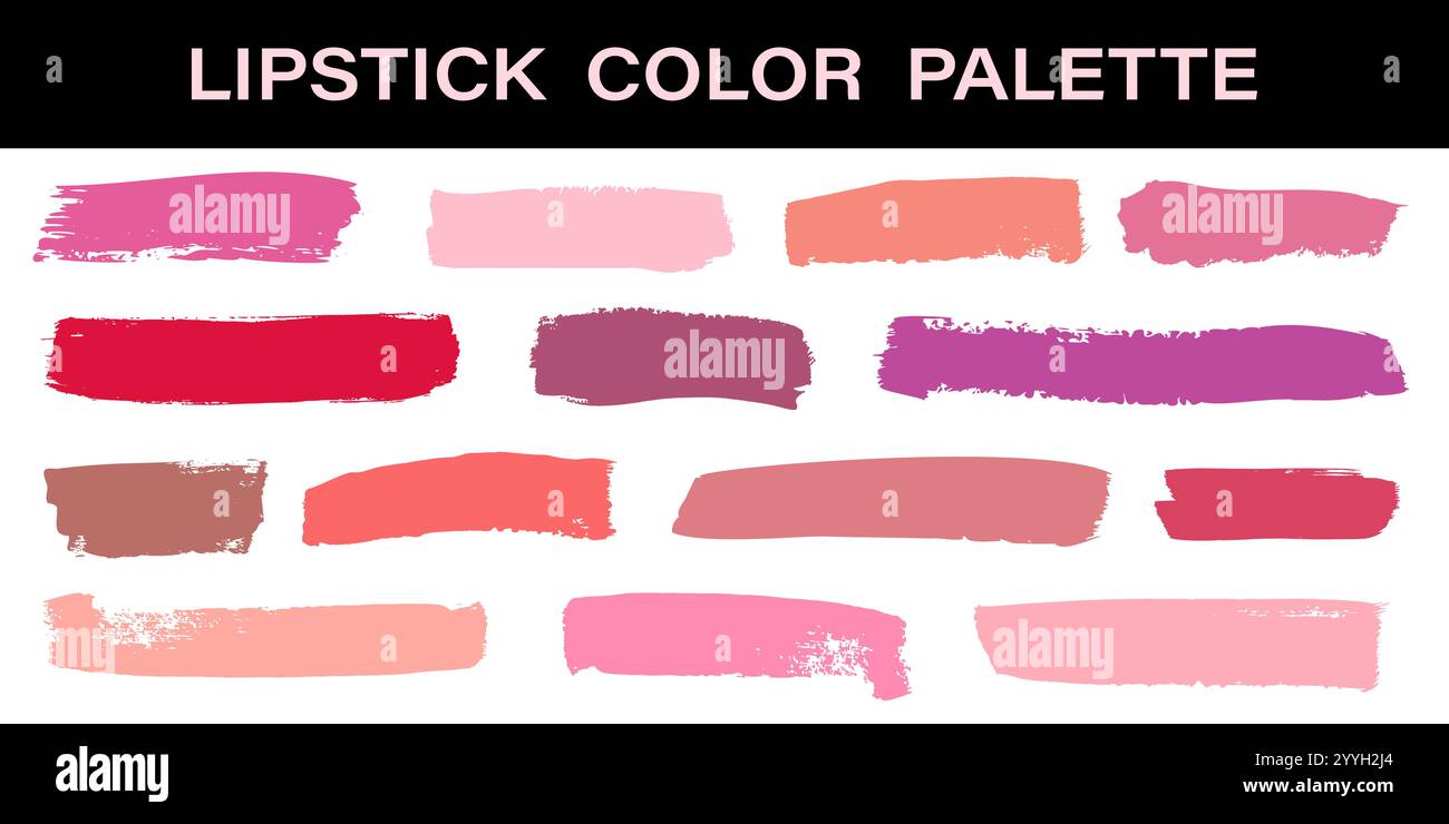 Color Palette Lipstick Brush Splashes Set Make up Stock Vector Image ...