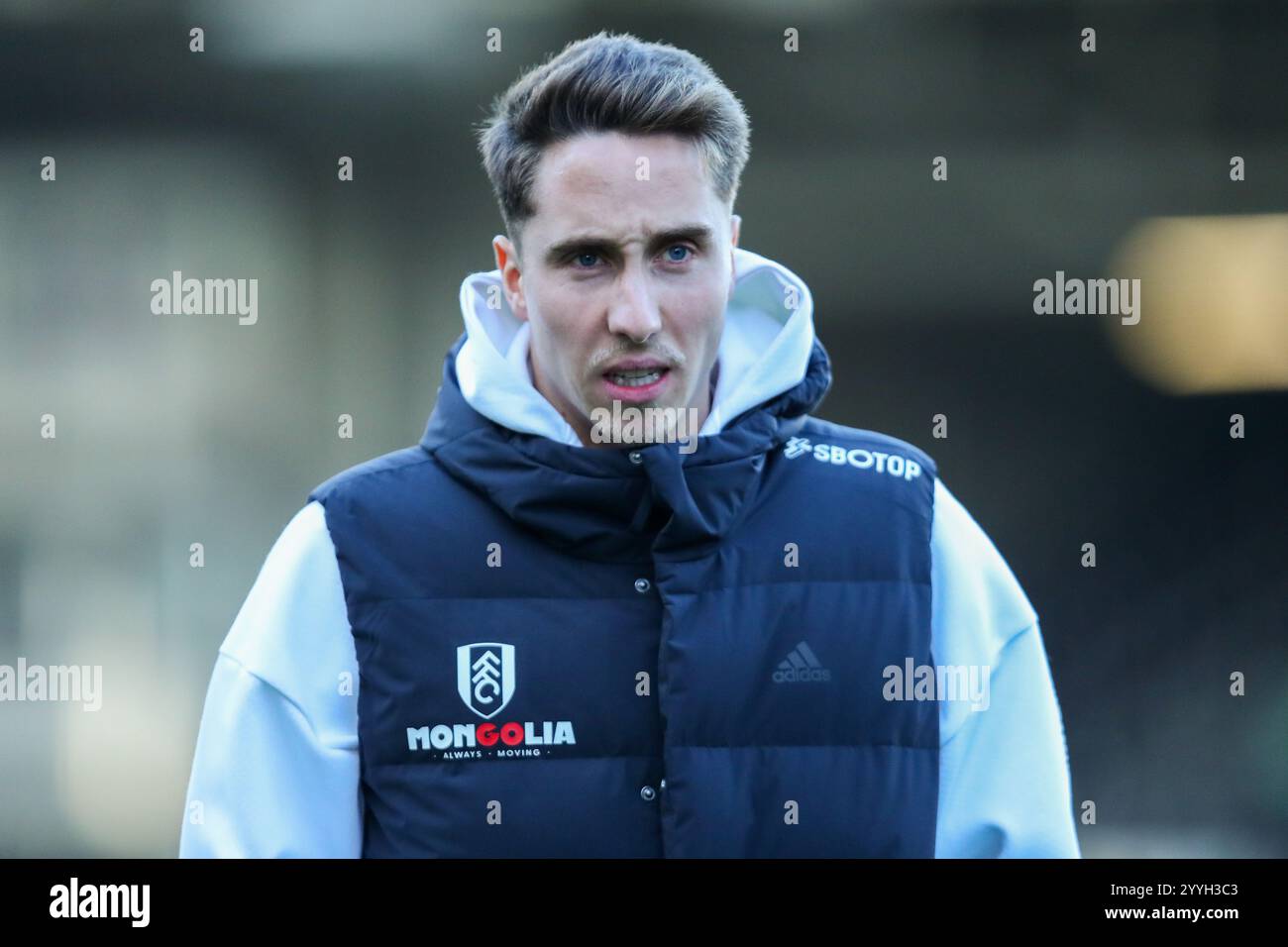 London, UK. 22nd Dec, 2024. Steven Benda of Fulham arrives at Craven ...