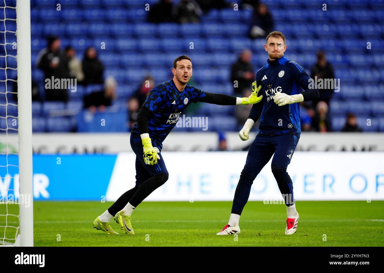 Leicester City's Danny Ward warms up before the Premier League match at ...