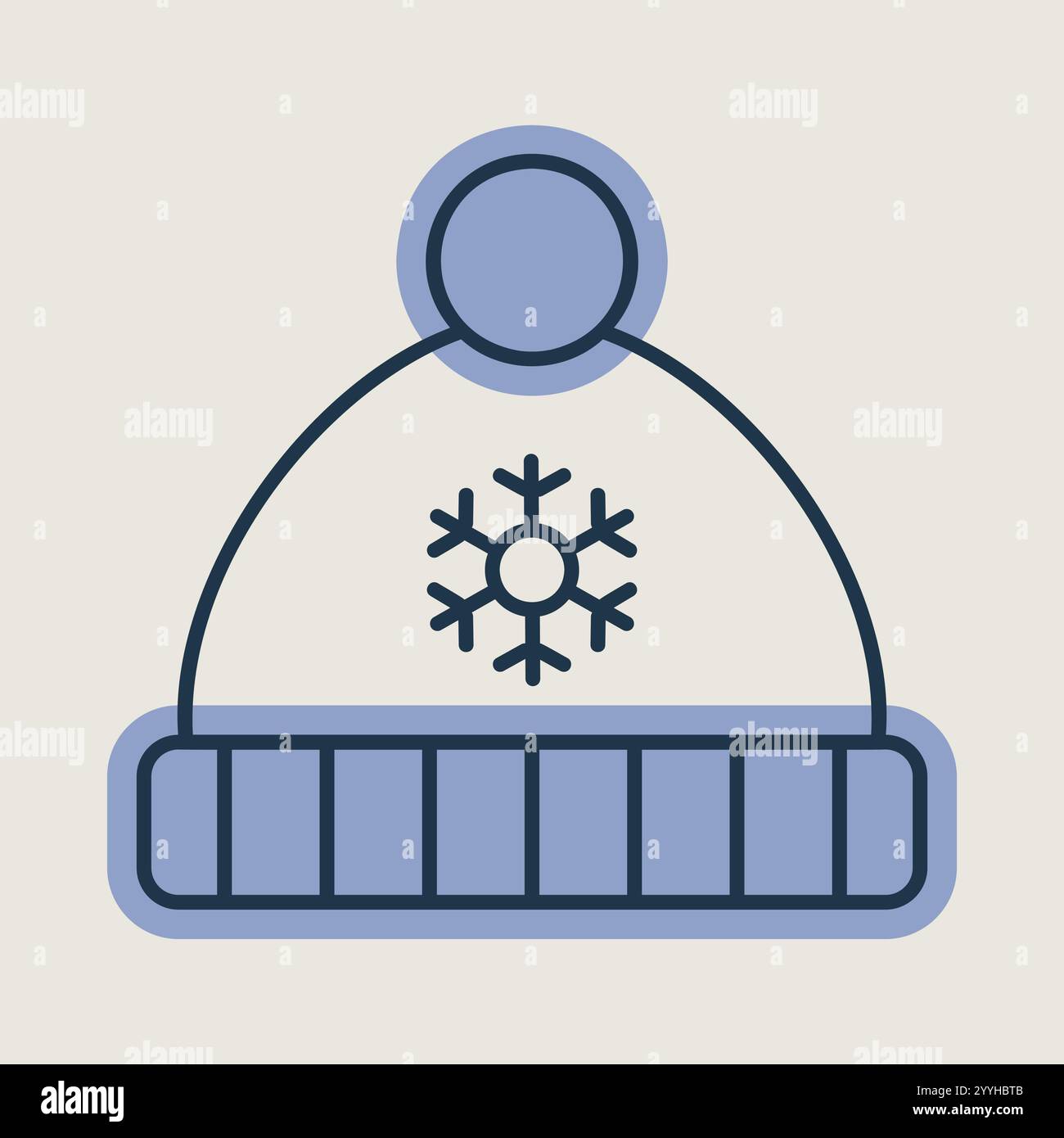 Winter hat cap with snowflake and pompom vector icon. Winter sign ...