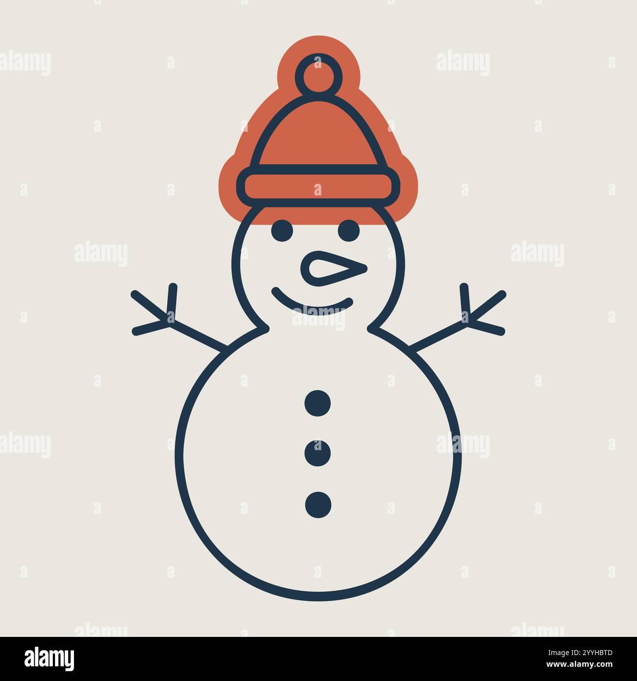 Happy winter snowman with hat vector icon. Winter sign. Graph symbol ...