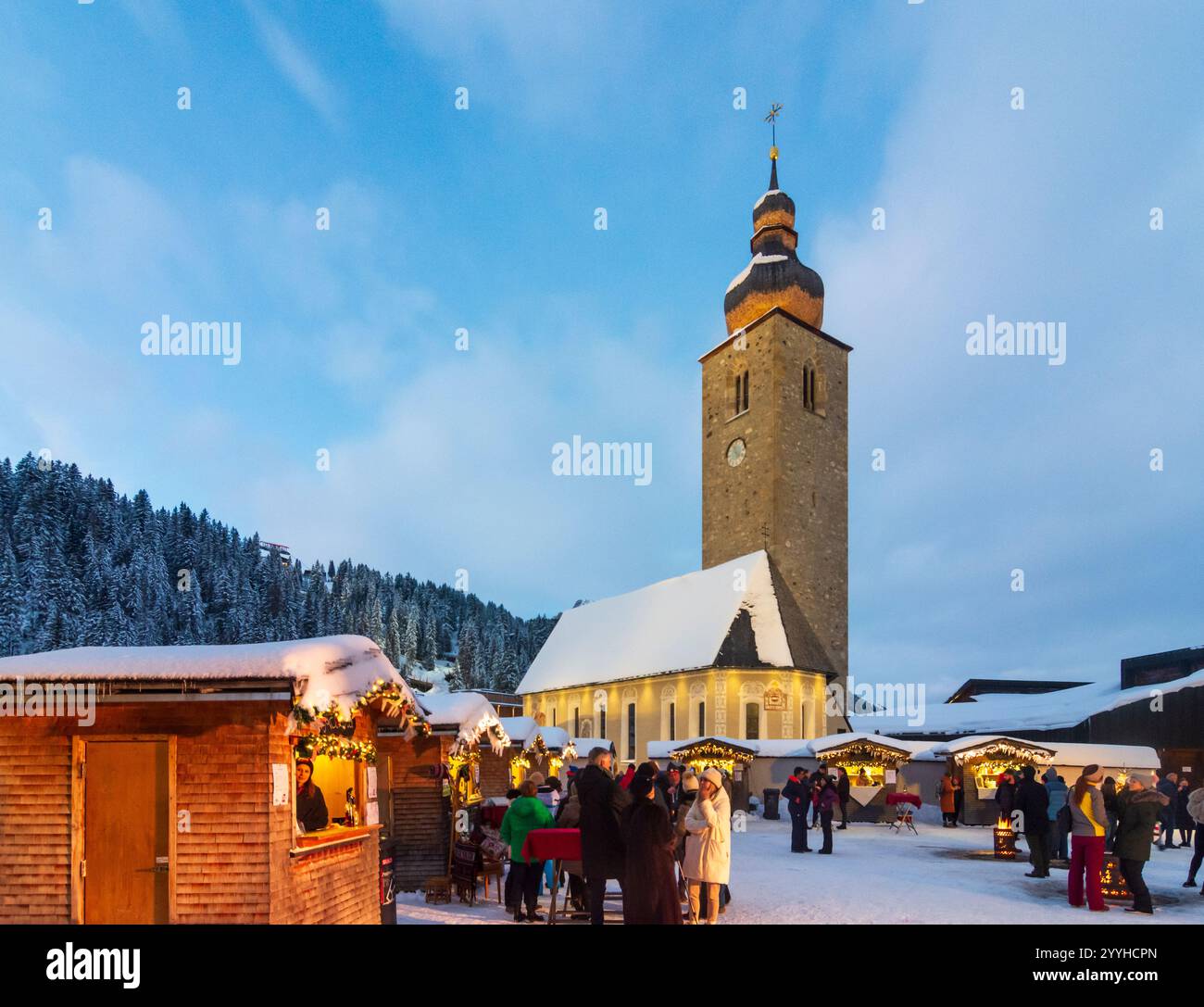 Lech: winter in Lech, church Lech, Christmas market in Arlberg ...