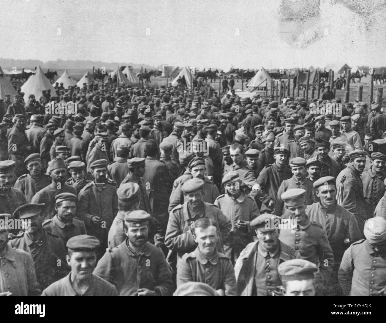 German Prisoners in prisoners cage during World War I. Taken in Battle ...