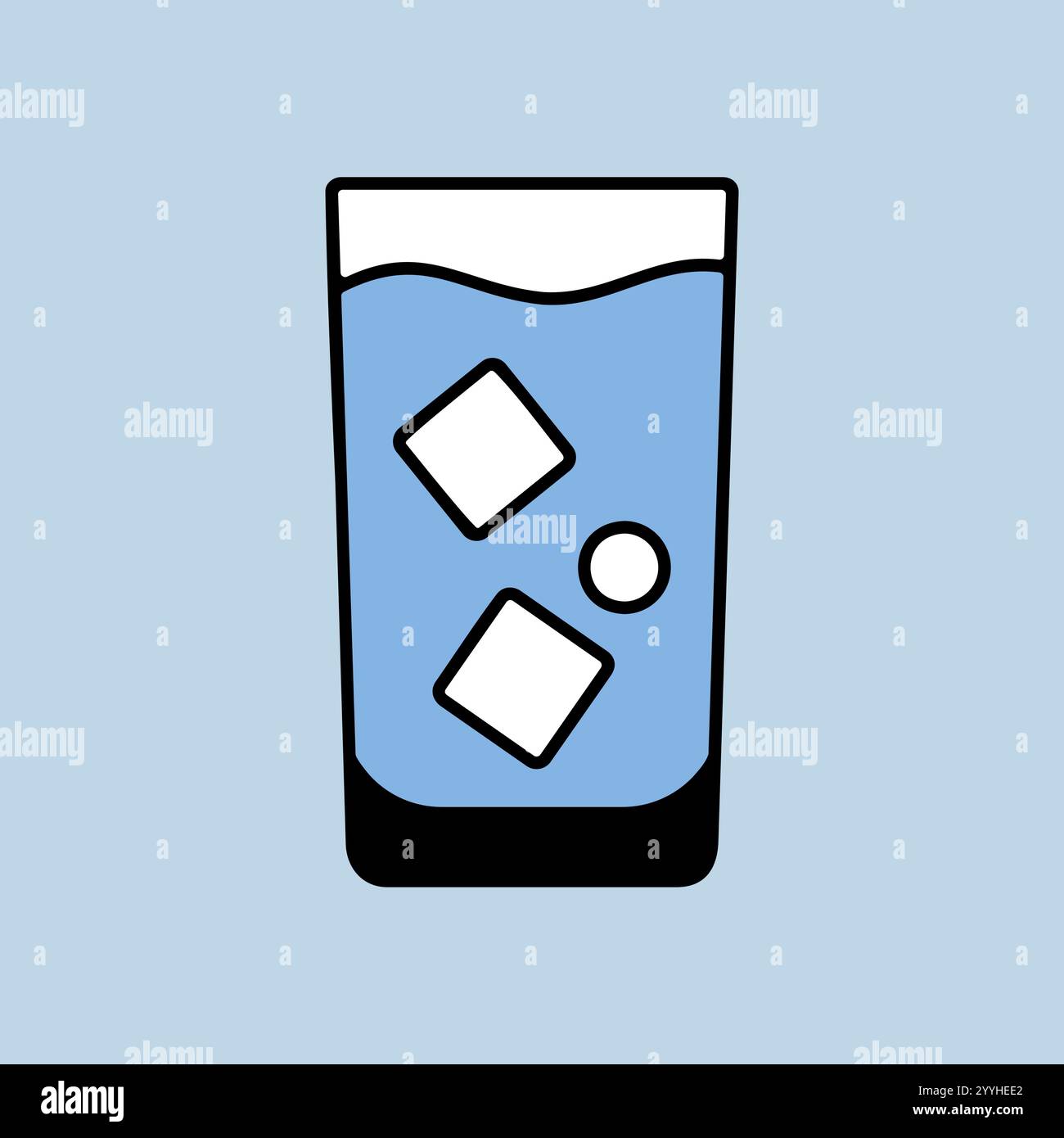 Glass of water with ice vector isolated icon. Graph symbol for cooking ...