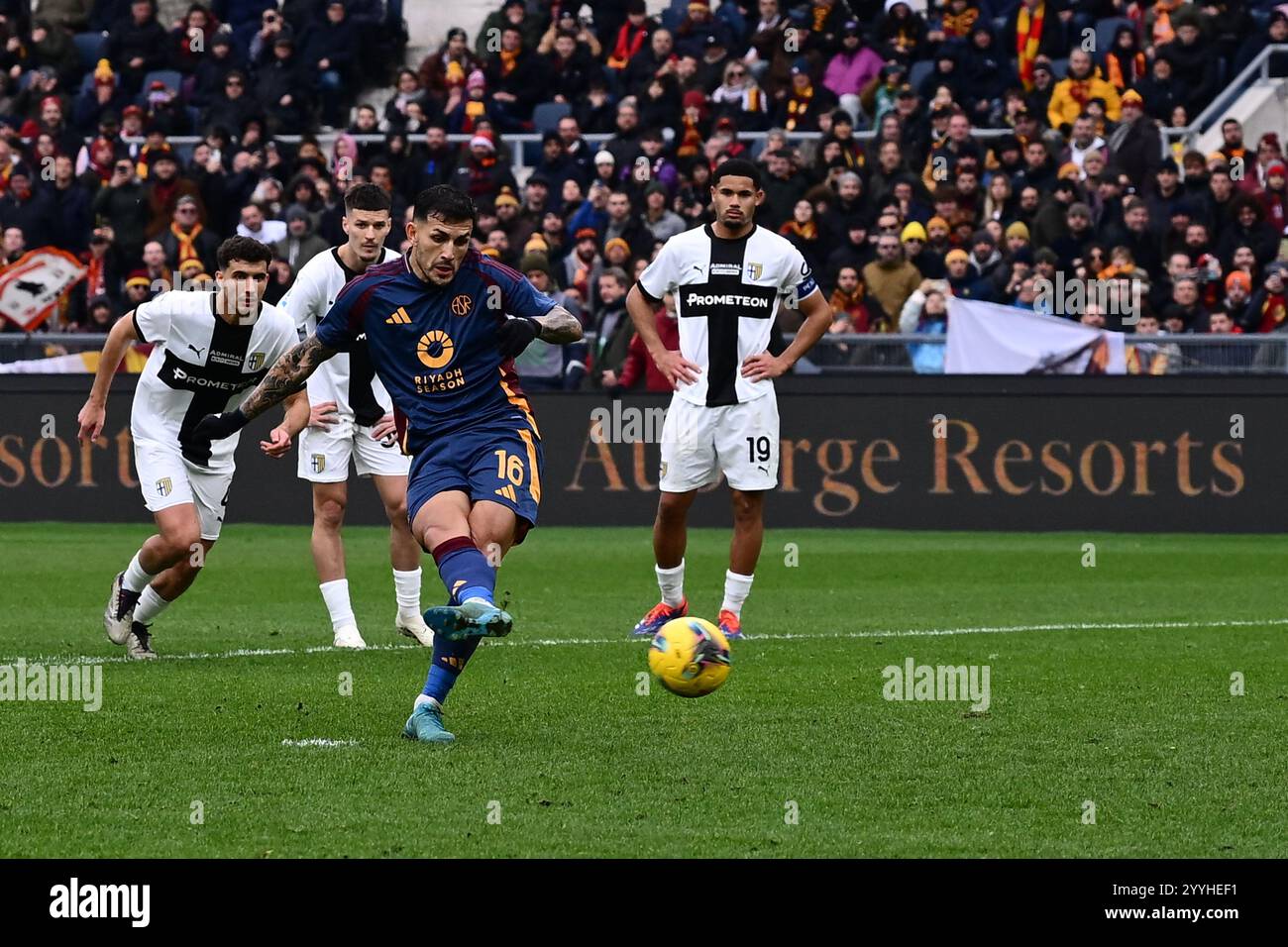 Rome, Italy. 22nd Dec, 2024. Leandro Paredes of A.S. Roma scores the ...
