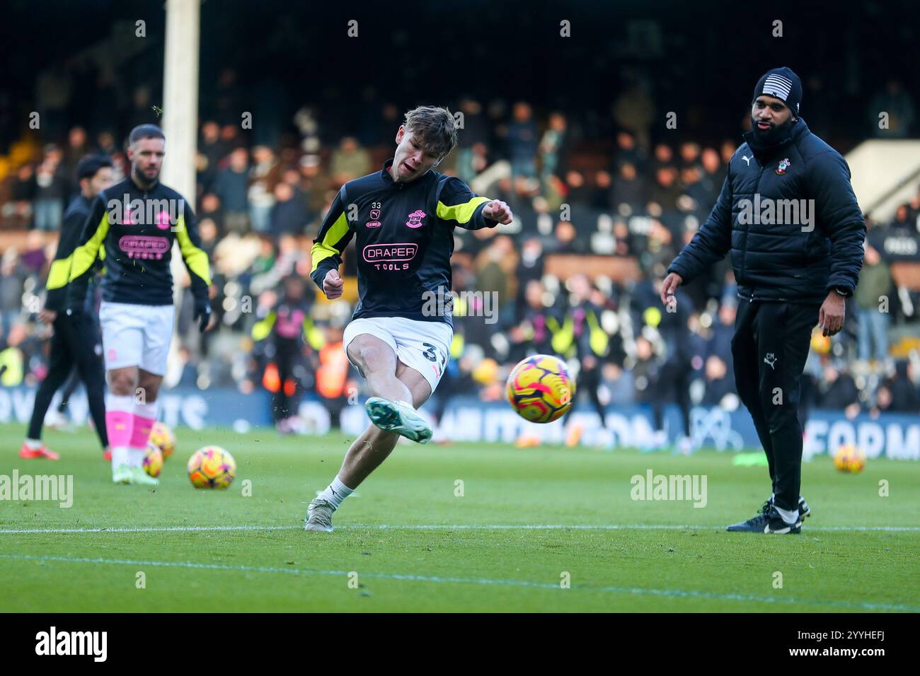 Tyler Dibling of Southampton warms up prior to the Premier League match ...