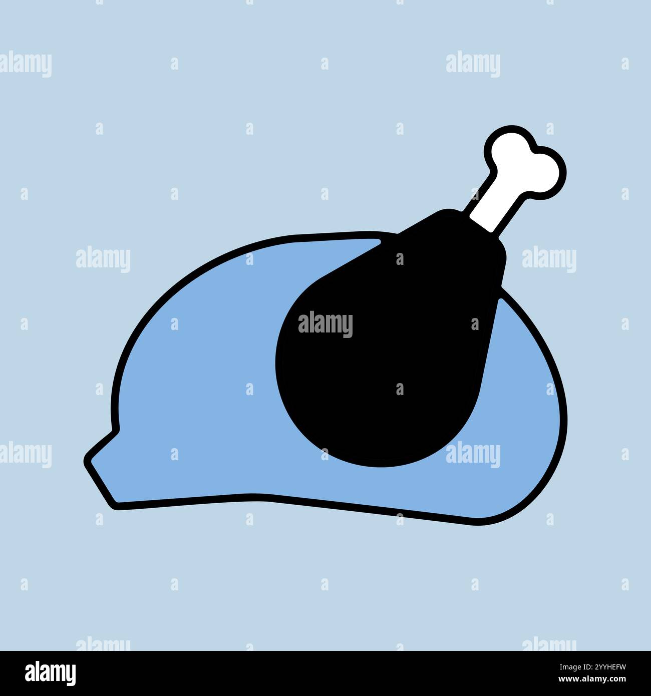 Whole roast chicken vector icon food meat. Barbecue and bbq grill sign ...