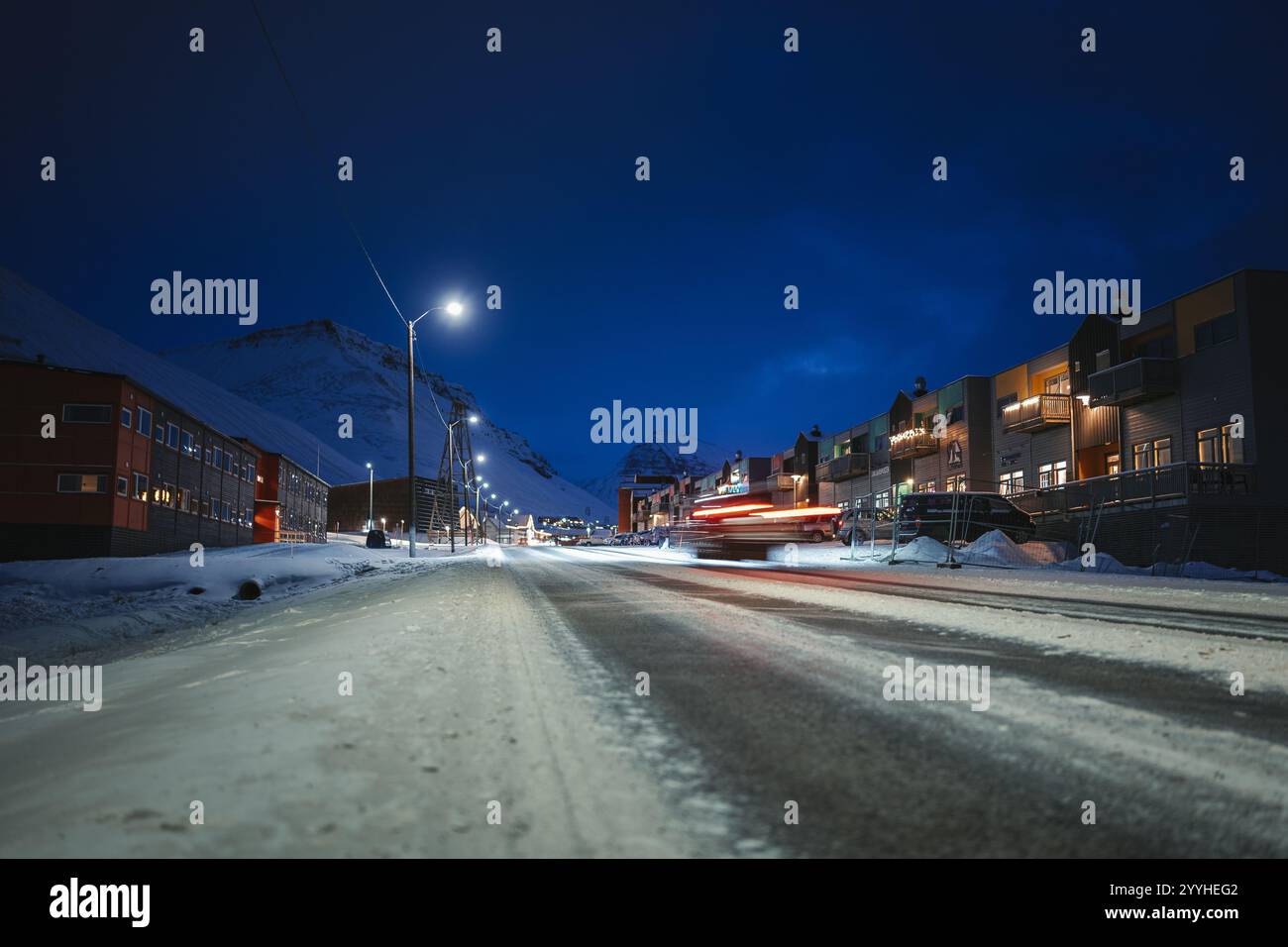 Cars on Longyearbyen, Svalbard road in the town center Stock Photo - Alamy