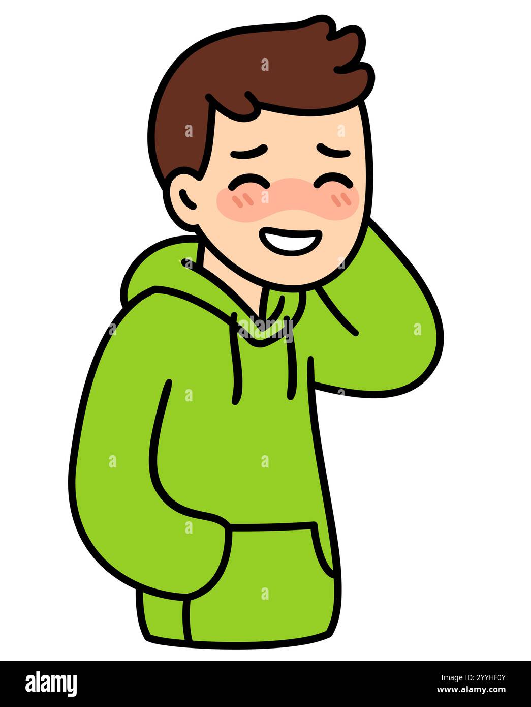 Embarrassed blushing teenage boy, anime style expression. Cute cartoon ...