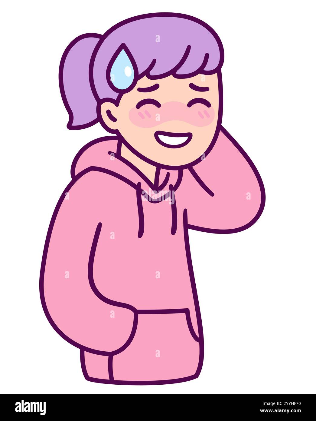 Embarrassed blushing teenage girl with drop of sweat, anime style ...