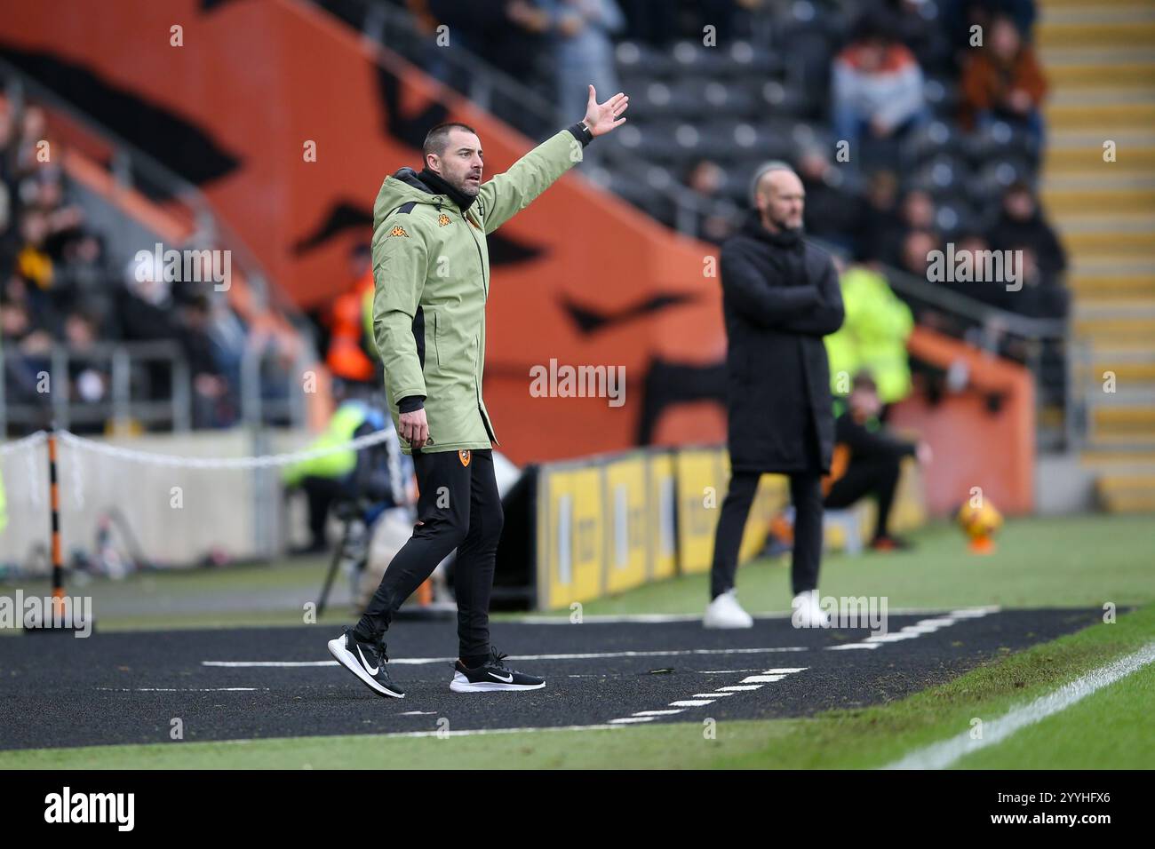 MKM Stadium, Hull, England - 21st December 2024 Ruben Selles Manager of Hull City - during the ...