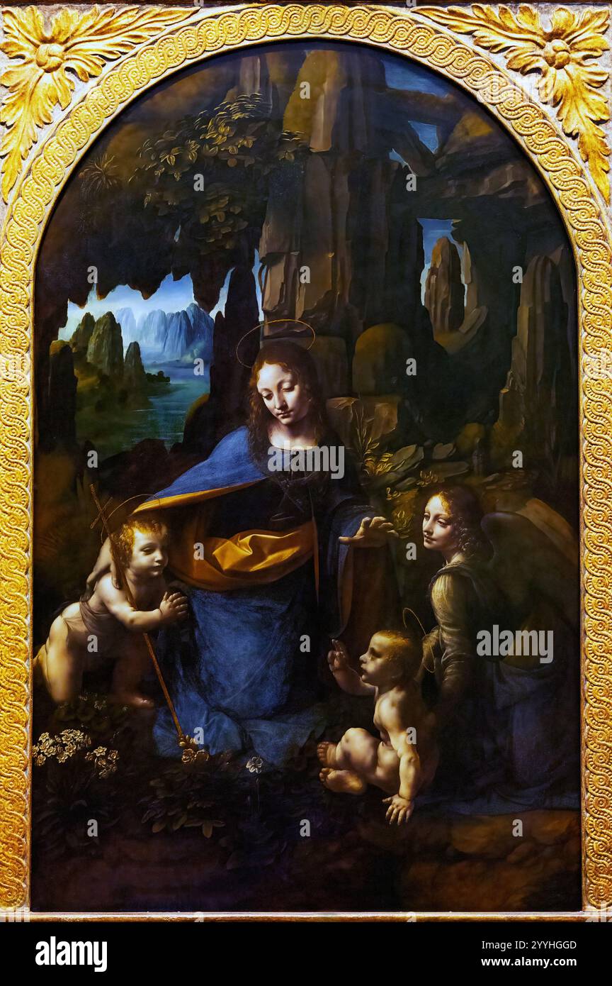 Leonardo da Vinci The Virgin of the Rocks; c. 1491-1508. Mary, Jesus ...