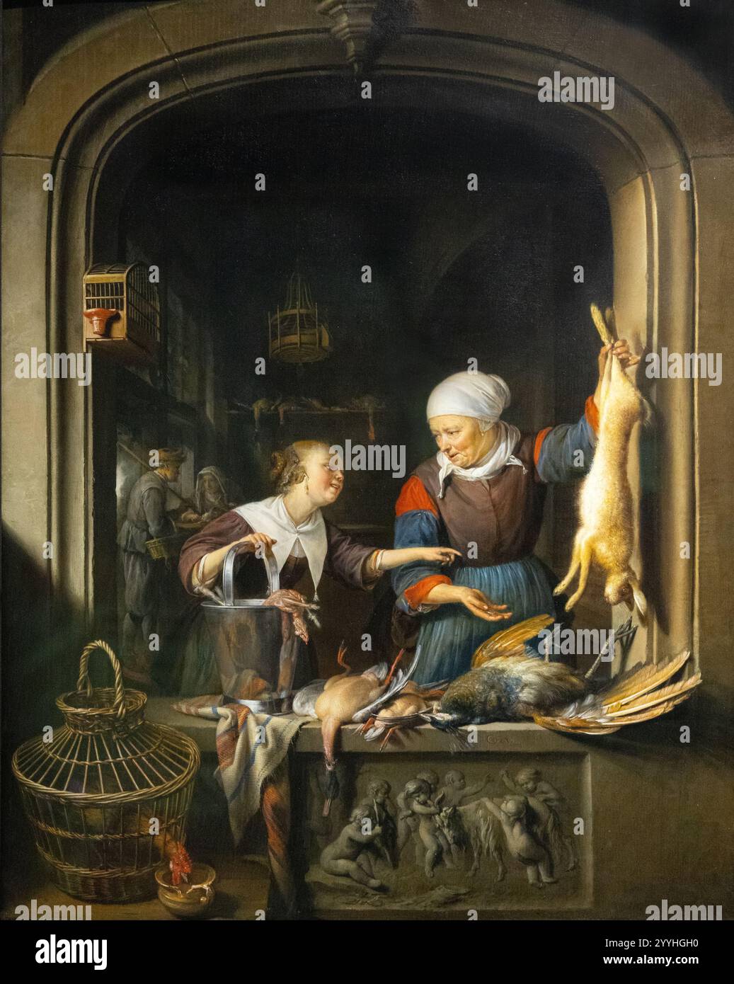 Gerrit Dou; A Poulterers Shop, c 1670; Gerrit Dou painting of 17th ...