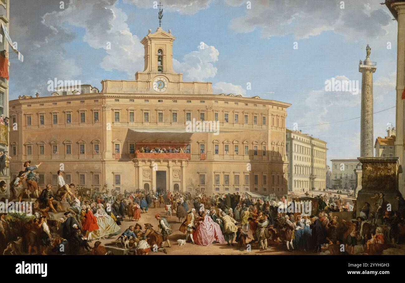 Giovanni Paolo Panini, The Lottery in the Piazza di Montecitorio, Rome ...